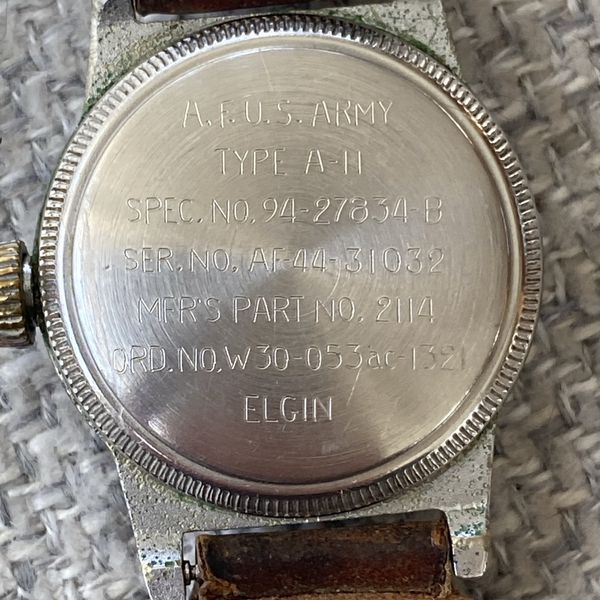 40's Elgin A-11 Grade 539 Hack WWII US Military watch Leather Band ...