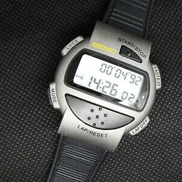 Rare SEIKO Vintage Digital Watch RACING MASTER 1988 GIUGIARO RETRO A781 ...