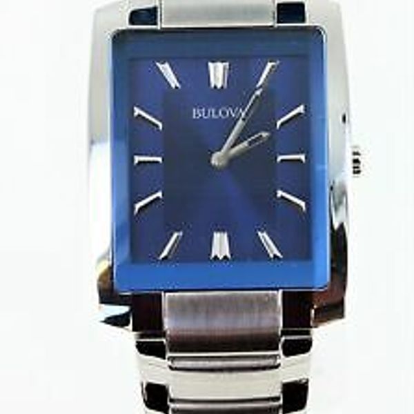 Bulova Men's 96A169 Blue Dial Analog Display Quartz Silver Watch Pre ...