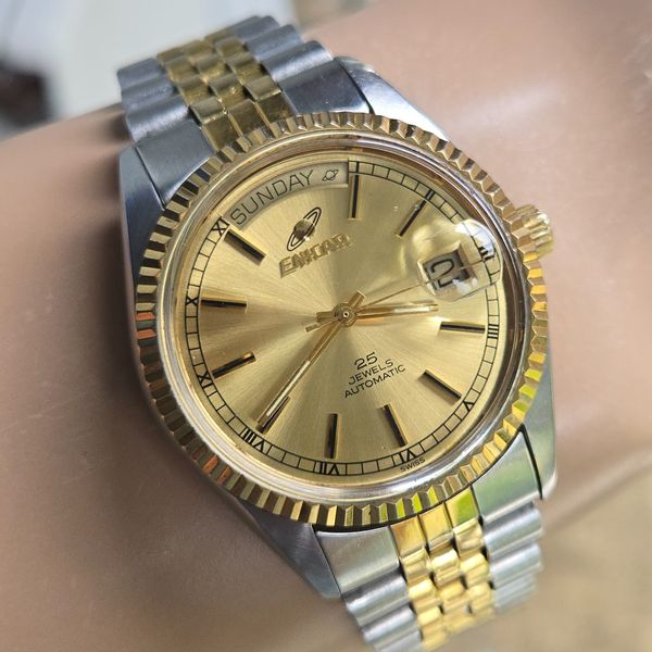 Vintage ENICAR men's automatic watch 2169-51-30 25Jewels day/date 1980s ...