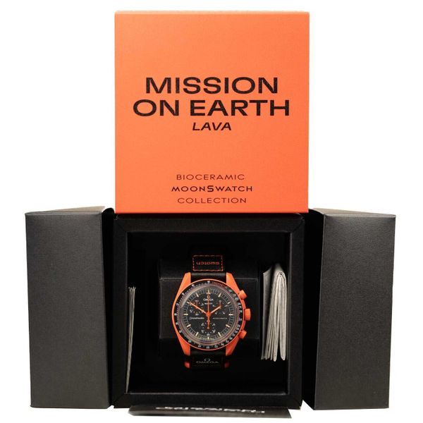 Omega X Swatch Moonswatch Mission on Earth Lava NEW/ORIGINAL PACKAGING ...