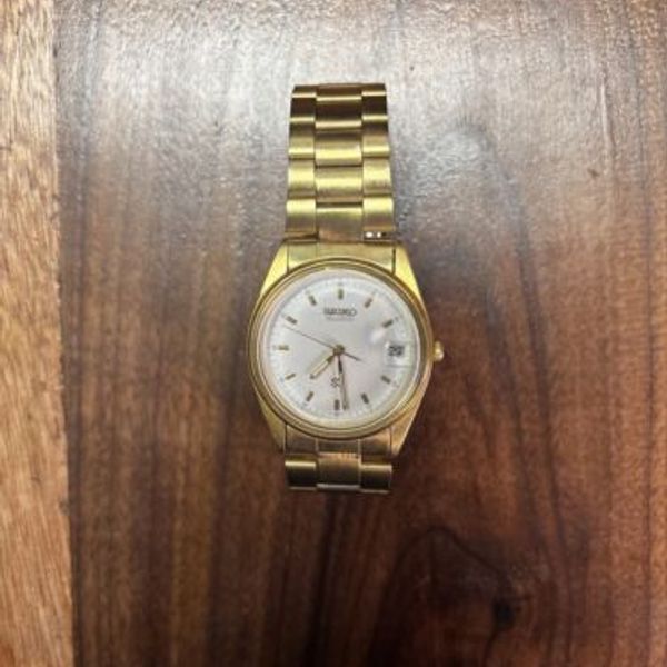 Vintage Seiko SQ Quartz Date Wrist Watch Gold Tone White Dial -Working 5Y22-6009 | WatchCharts ...