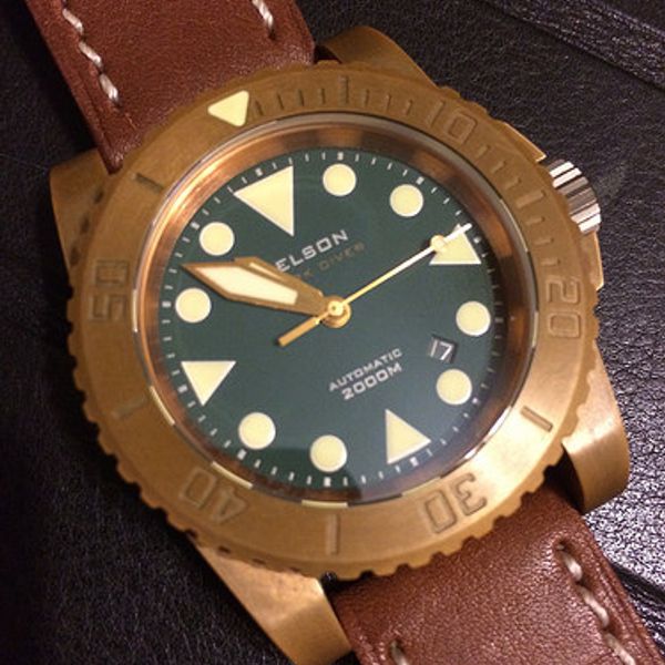 SOLD - Helson Bronze Sharkdiver 45mm (Green Dial, ETA) | WatchCharts ...