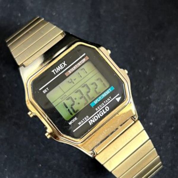 Timex Indiglo Digital Chrono Gold Tone Retro Men's Watch | WatchCharts ...