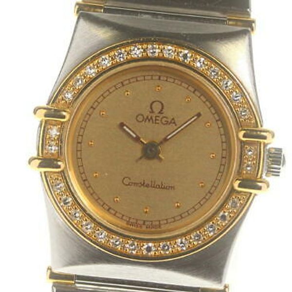 OMEGA Constellation Diamond Bezel gold Dial Quartz Ladies Watch_611743 ...