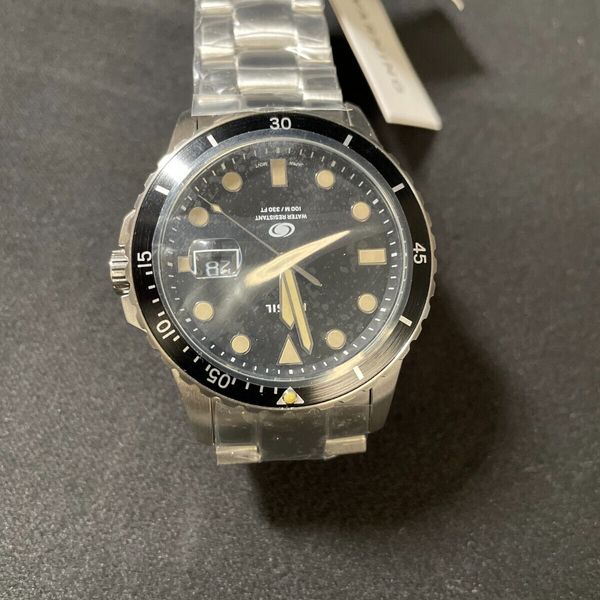 Fossil FS5952 Mens Black Dial Silver Band Stainless Steel Casual ...