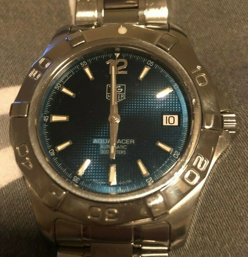 TAG Heuer AQUARACER WAF2112 Blue Face Automatic Men's Watch - Recent ...