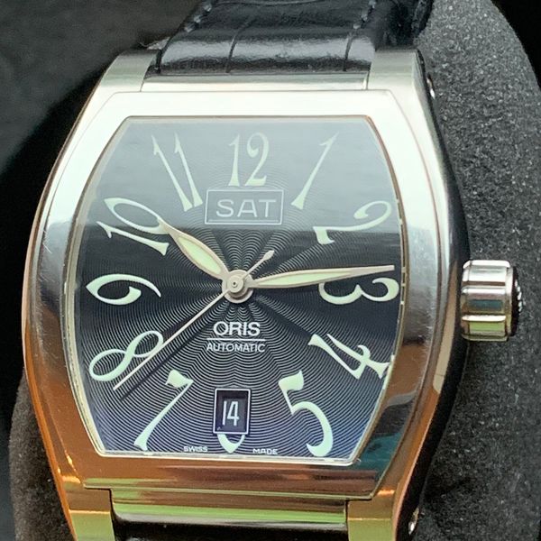 FS: NOS: ORIS MILES TONNEAU STAINLESS STEEL AUTOMATIC DAY-DATE WRISTWATCH Ref. 7539 ...