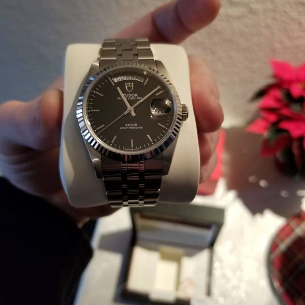 Tudor Prince Date Day 76214 Fluted Bezel Black Dial w/ Warranty ...