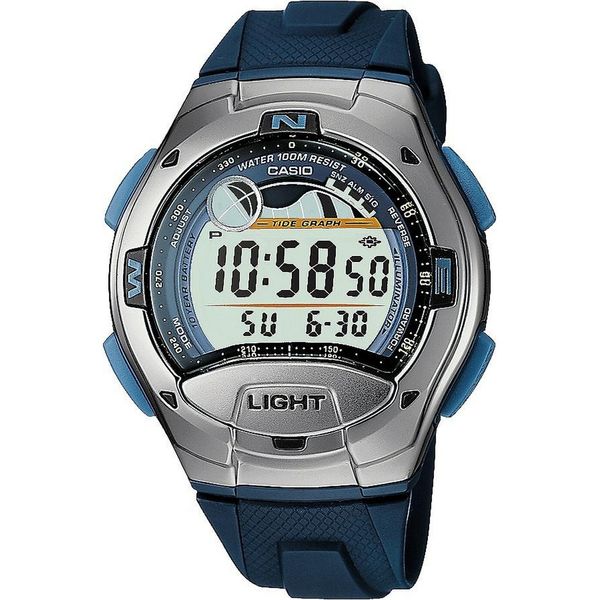 Casio W-753-1AVES Blue Digital Alarm Sports Resin w/Moon & Tide Data ...