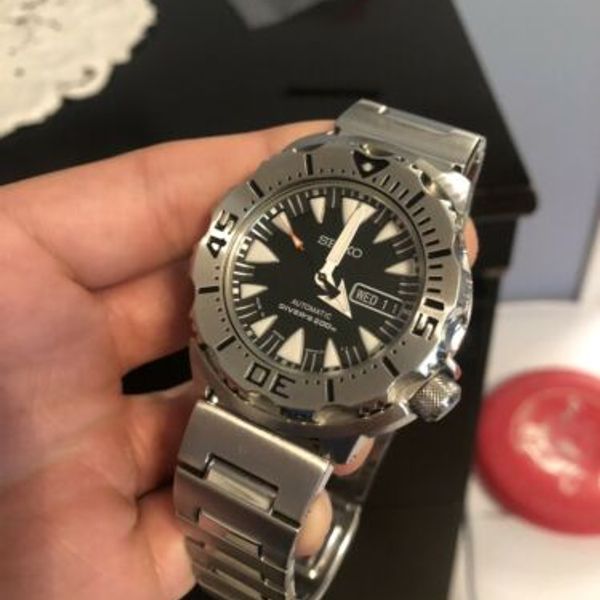 Seiko SRP307 (2nd Gen Black Monster)-amazing Condition+BluShark NATO ...