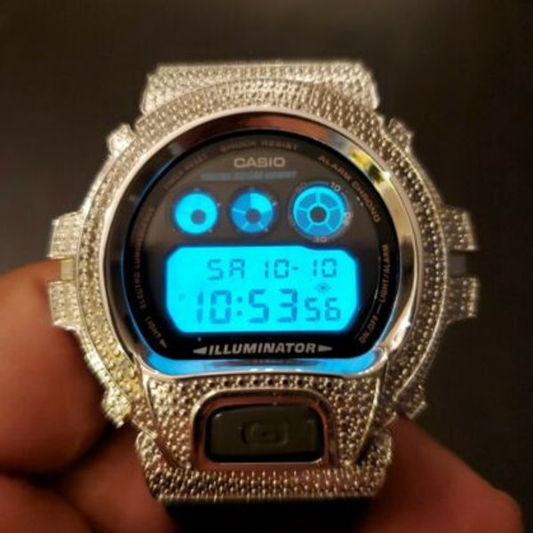 Casio G-SHOCK DW6900 Men's Stainless Steel Mod Bezel W/ Diamond Cut ...
