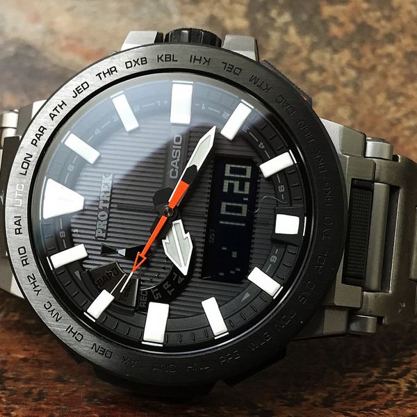 Casio Protrek Manaslu PRX-8000T-7AJF Titanium Sapphire Triple Sensor ...