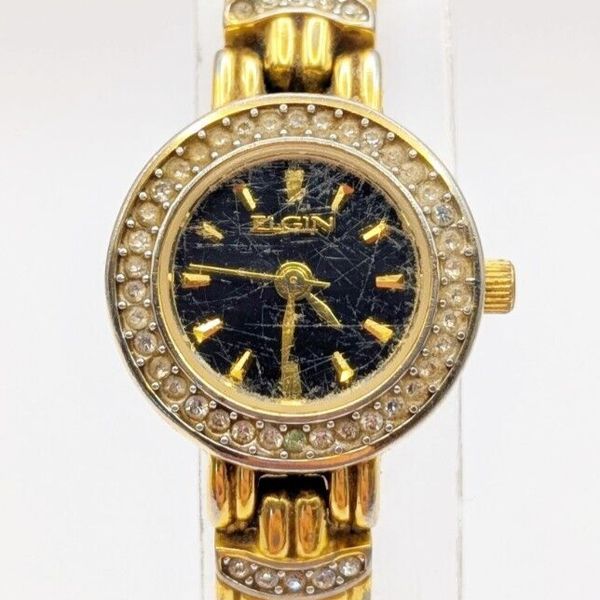 Elgin EG263 Diamond Collection Womens Watch Gold Tone New Battery Keeps ...