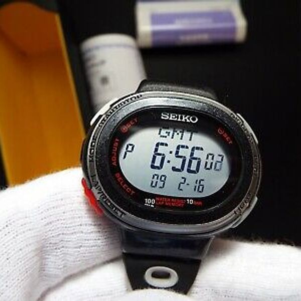 SEIKO NON VINTAGE DIGITAL WATCH SUPER RUNNERS S601-00A0 MARATHON TIMER ...