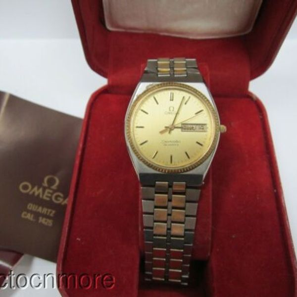 VINTAGE OMEGA SEAMASTER CAL. 1425 QUARTZ DAY DATE WATCH MENS WORKS 33mm ...