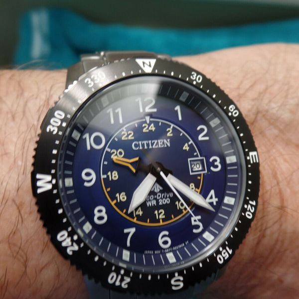 NewCitizen Men's ProMaster Land Eco Drive Silver/Blue Dial 44mm Watch ...