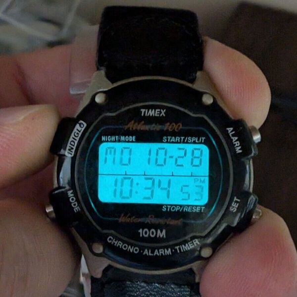 Vintage Timex Atlantis 100wr watch Indiglo Chrono Alarm Timer ...