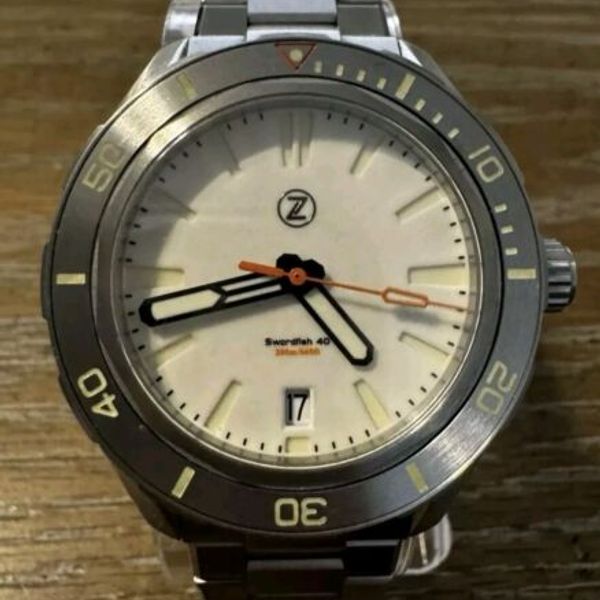 Zelos SWORDFISH 40mm SS STEEL FROST 200m Diver stainless steel Full ...