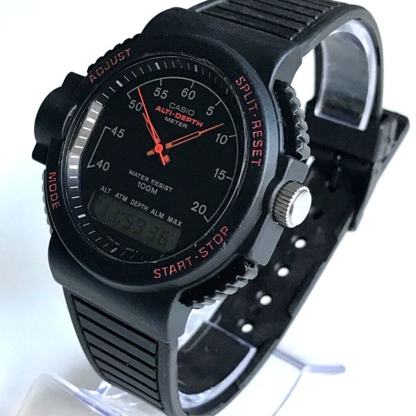 CASIO ARW-320 NOS ALTIMETER BAROMETER QW-376 VINTAGE DIGITAL WATCH JAPAN 1989 | WatchCharts ...