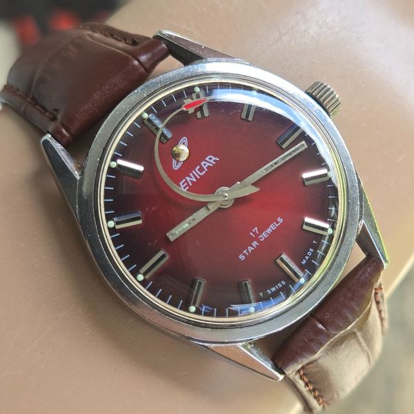 Vintage ENICAR men's manual wind watch Rocket second hand swiss 1970s ...