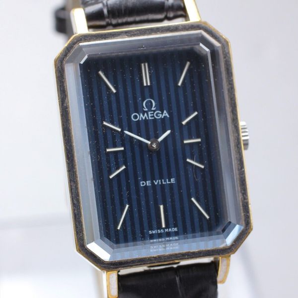 Vintage OMEGA De Ville Navy Dial Rectangle Men's Watch | WatchCharts ...