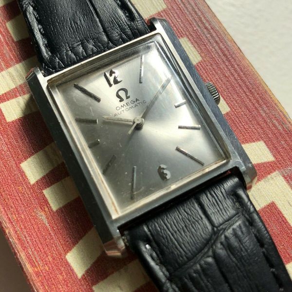 Vintage Omega Tank Vintage Automatic Silver Sunburst Dial Steel Case ...