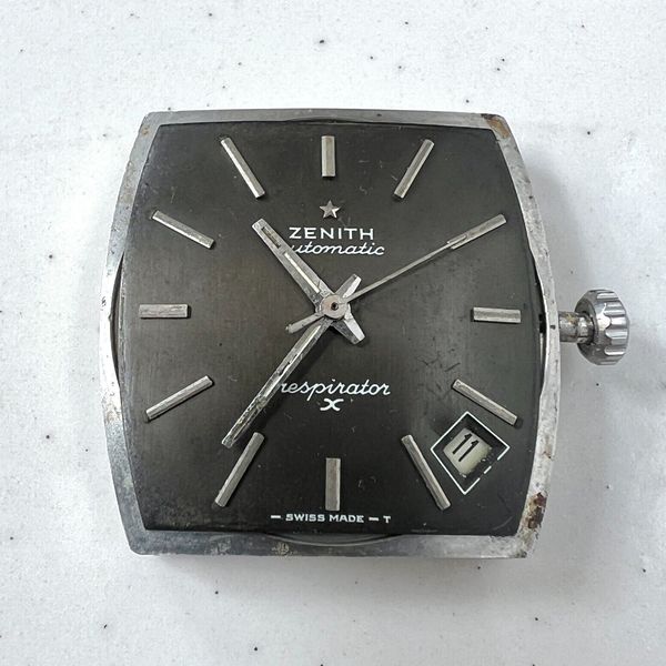Zenith Respirator X Automatic Watch Vintage Mens Black Dial Silver RARE ...
