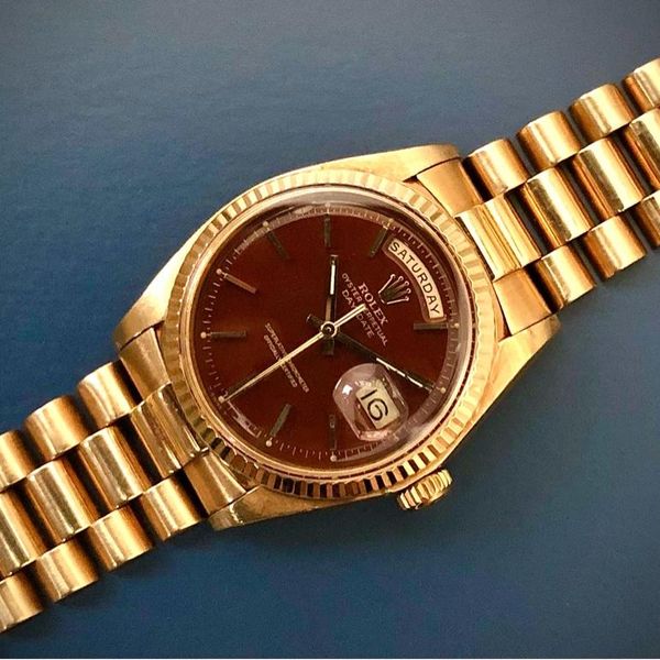 Rolex Day-Date | 1803 18K YG - Oxblood STELLA Dial - Rare | WatchCharts