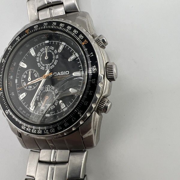 Casio MTP-4500 Chronograph Aviators Silver Tone Black Dial Analog Watch ...