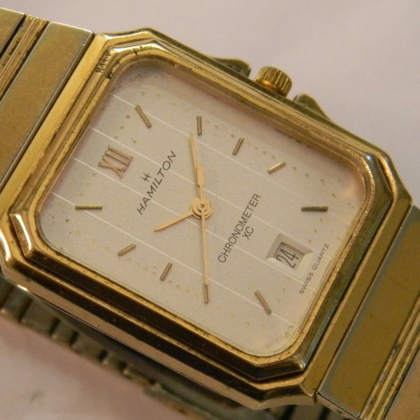 VINTAGE SWISS HAMILTON CHRONOMETER XC MENS QUARTZ WATCH -NEW BATTERY ...