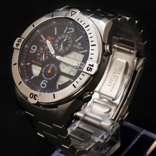 RARE CITIZEN PROMASTER NAVIHAWK WORLDTIME WATCH CHRONOGRAPH SILVER C300 ...