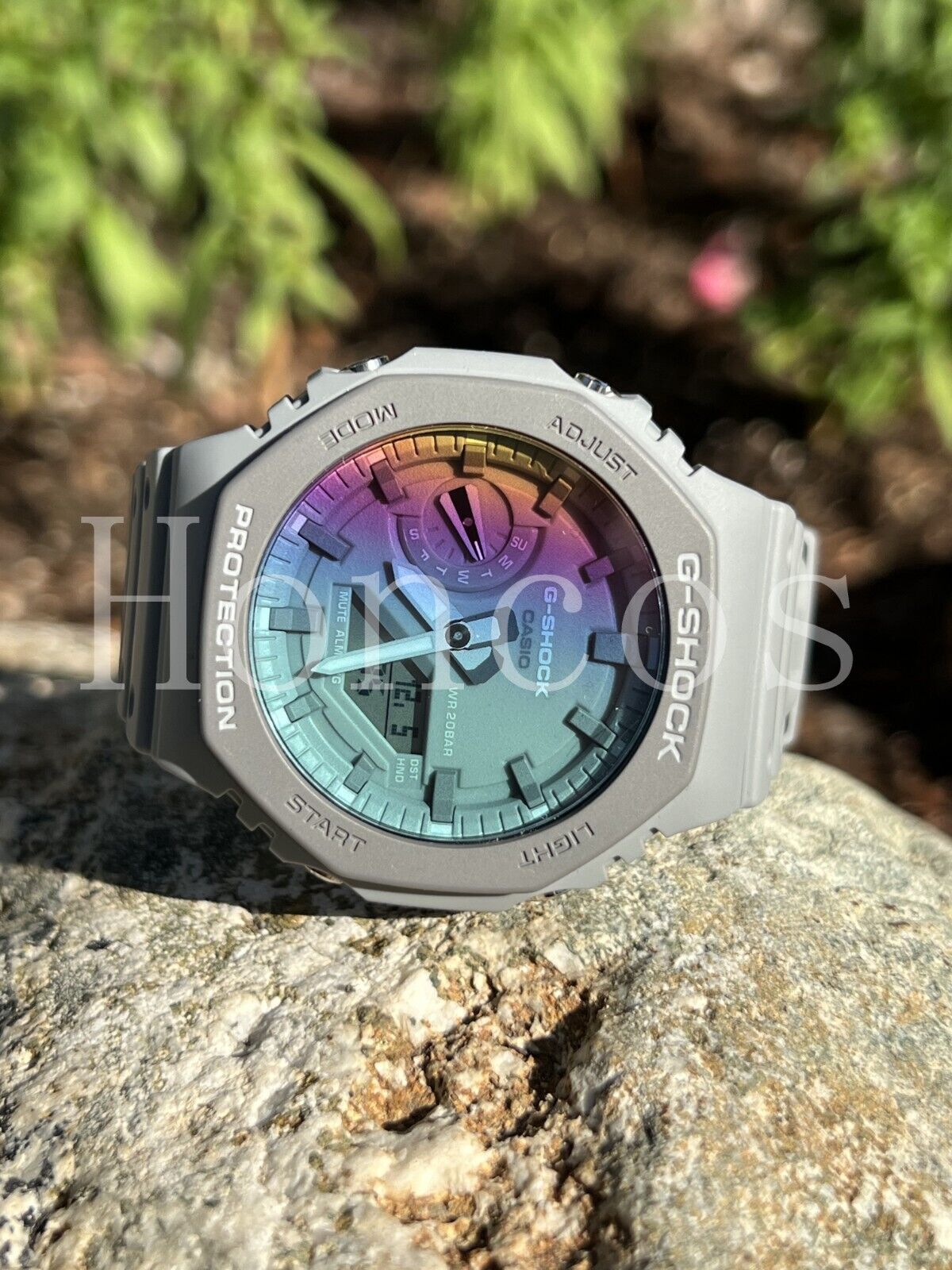 Custom Made Watch MODS G-SHOCK Casio GA2110ET-8A Rainbow Dial Casioak ...