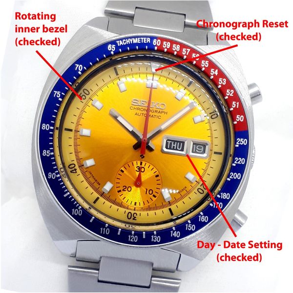 Seiko 6139 6002 Pogue Pepsi Bezel, Automatic Chronograph vintage Japan ...