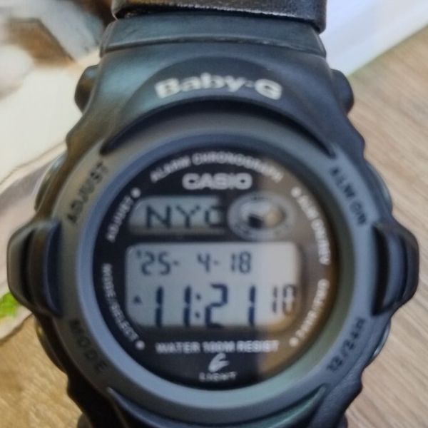 Casio Baby-G BG-155 Module 2288 Black Leather Strap Kids Girls Watch ...