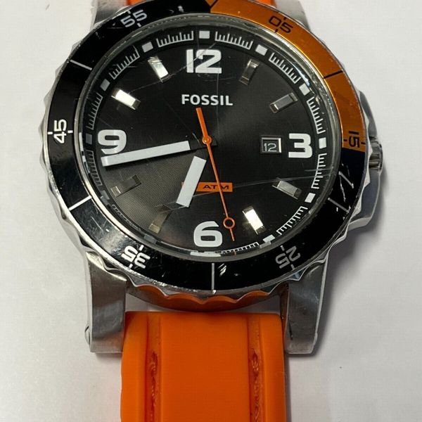 Working Men's Silver fossil AM-4259 Diver Style Quartz Watch EV ...