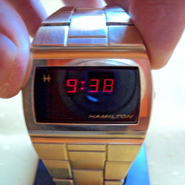 HAMILTON QED DOT MATRIX watch vintage LED watch 10k rolled gold plated ...