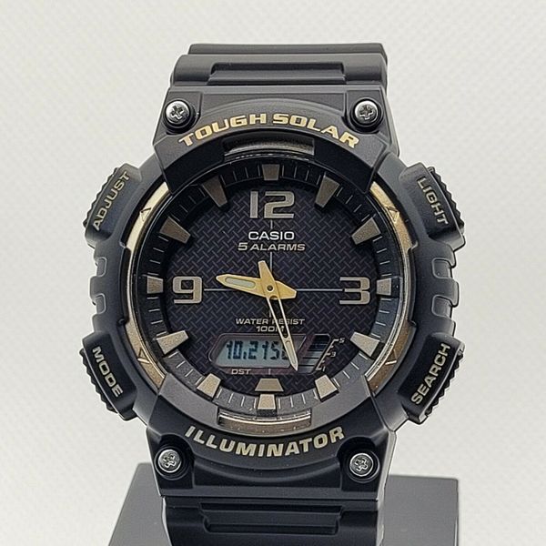 Casio Analog Digital Tough Solar Watch Black Band Stopwatch Timer ...