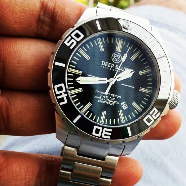 FS RARE Deep Blue Recon T-100 (Black Ceramic Bezel/Black Dial ...