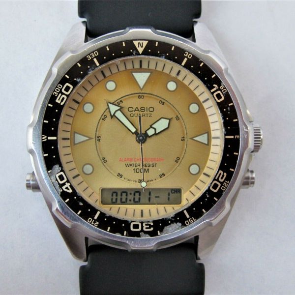 CASIO AMW-320 'Arnie' analog/digital, gold dial alarm chronograph, new ...