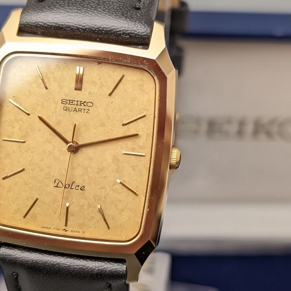 [Near MINT] Vintage SEIKO Dolce 7731-5040 Gold Tank Shape Square Quartz | WatchCharts Marketplace
