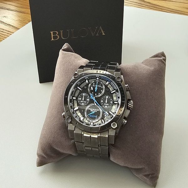 Bulova Precisionist Chronograph Gunmetal Stainless Steel Watch (98B229 ...