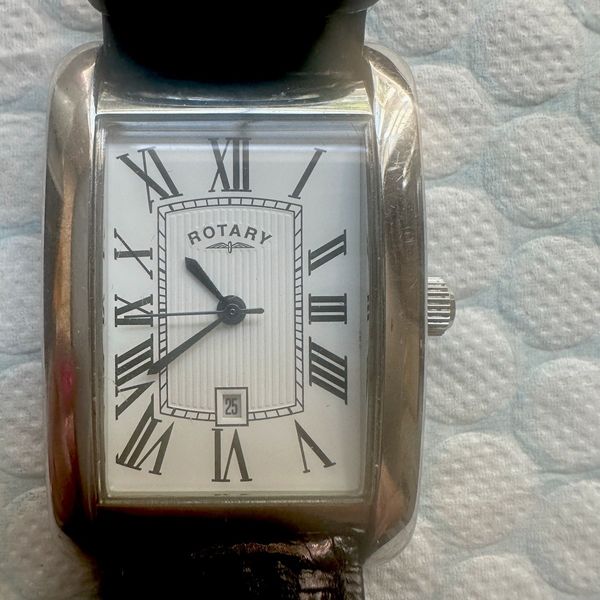 Rotary Men's Quartz Watch Square Dial, White Face, Original Black ...