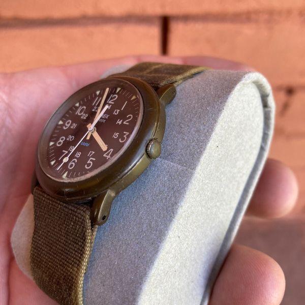 Vintage Working Timex MacGyver Camper Military Field OD Green Watch ...