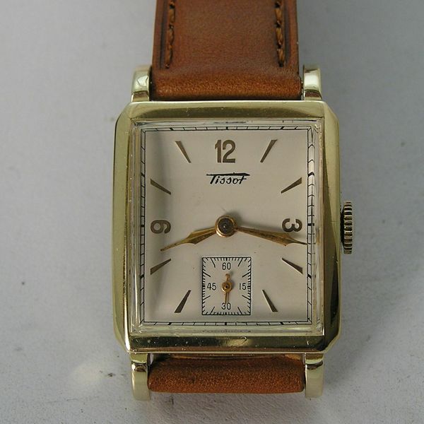 Tissot by Omega 1940/50's Tank Style Men's 17.5-1 17J Manual Wind 14K ...