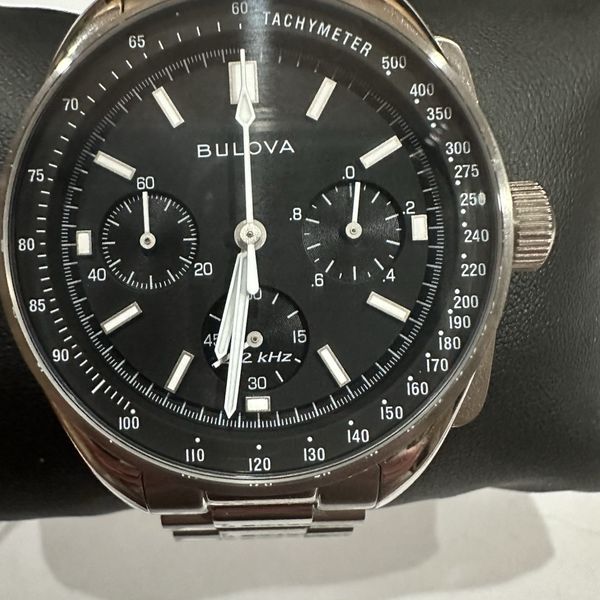Bulova Lunar Pilot Men's Black Dial Wristwatch 96K111 Omega Moon ...