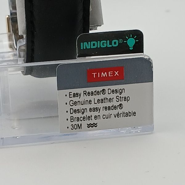Timex Easy Reader Date Black Leather Strap Indiglo 30MM Case Watch ...
