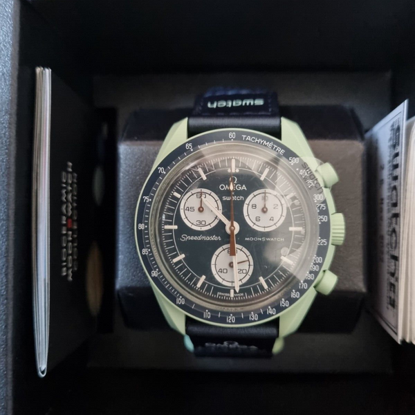 Genuine Swatch Omega Bioceramic Mission on Earth Swiss watch Green ...