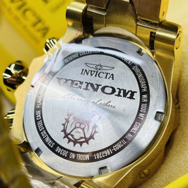 Invicta Venom Bulldog Dial Chronograph Gold Tone Watch -REF.30346-NWT ...