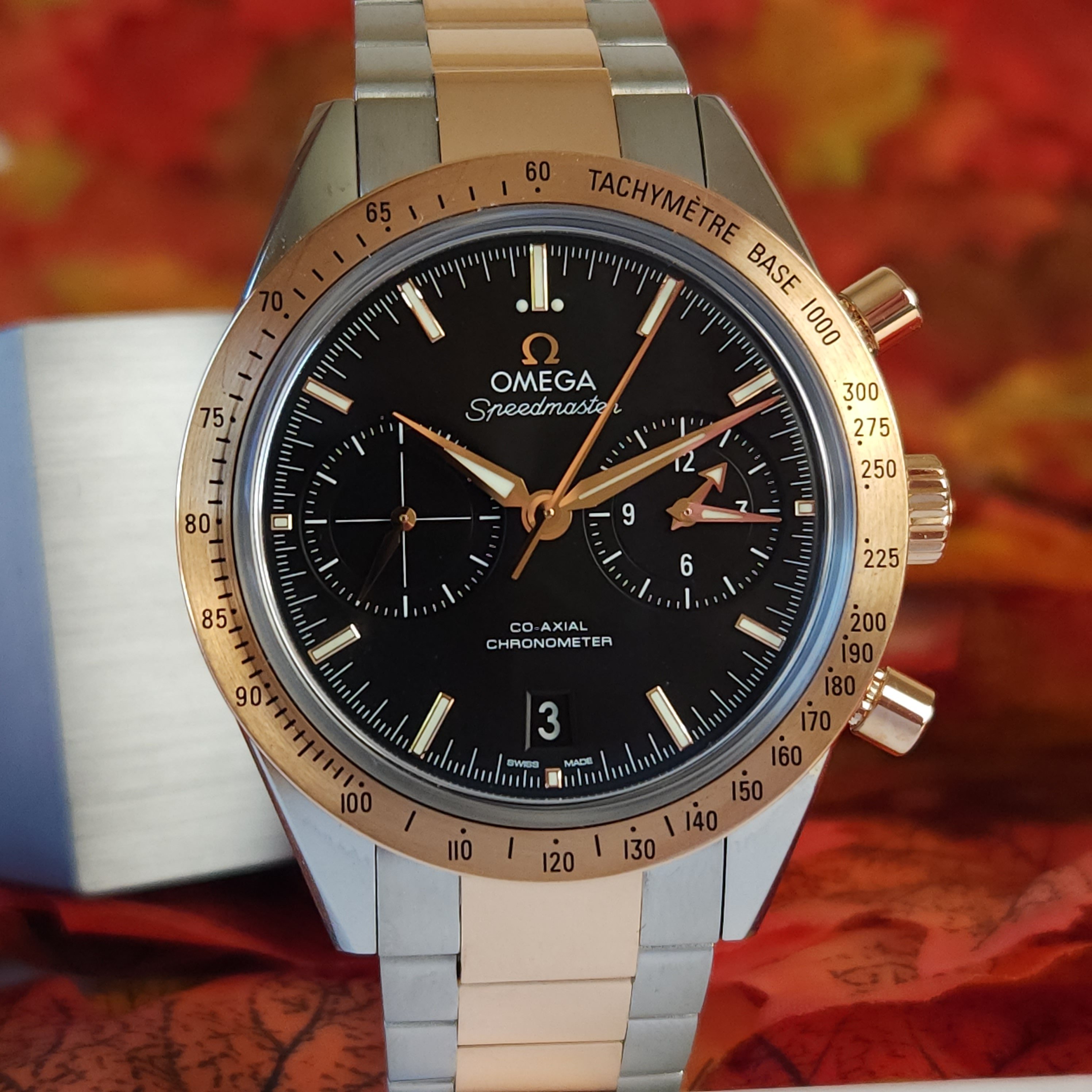 Omega Speedmaster Chronograph Automatic Gold Black Dial 331.20.42.51.01 ...